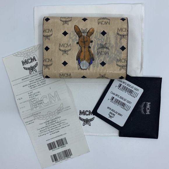 MCM | Bags | Mcm Rabbit Visetos Three Fold Wallet With Box Original ...